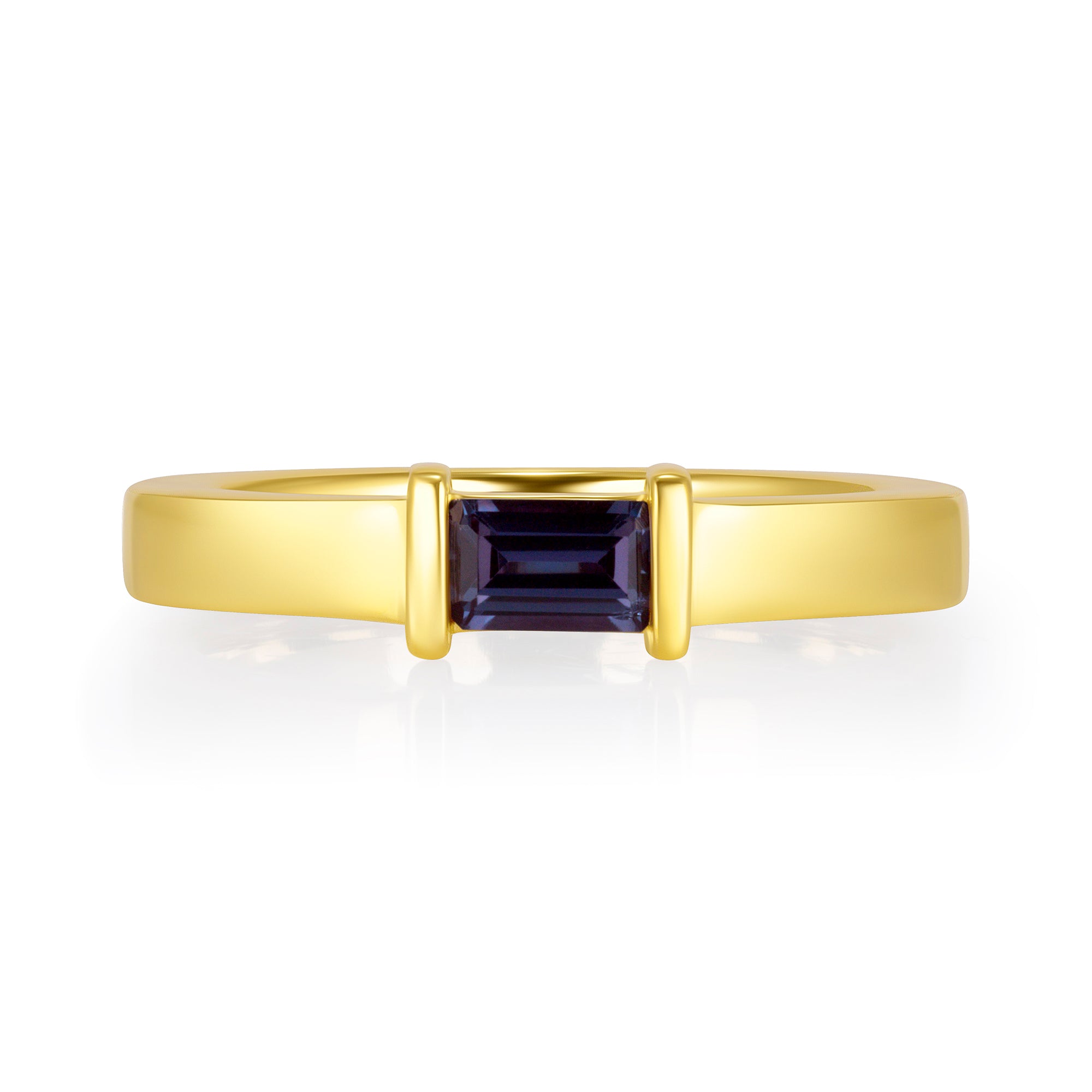 Emerald Cut Blue Sapphire Band in 18K Yellow Gold