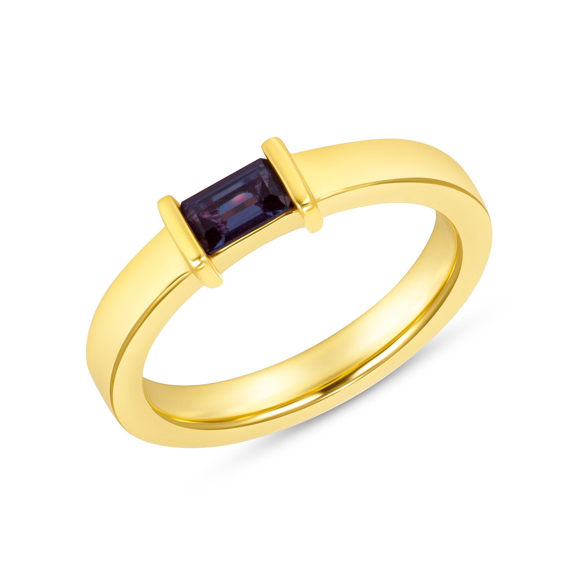 Emerald Cut Blue Sapphire Band in 18K Yellow Gold
